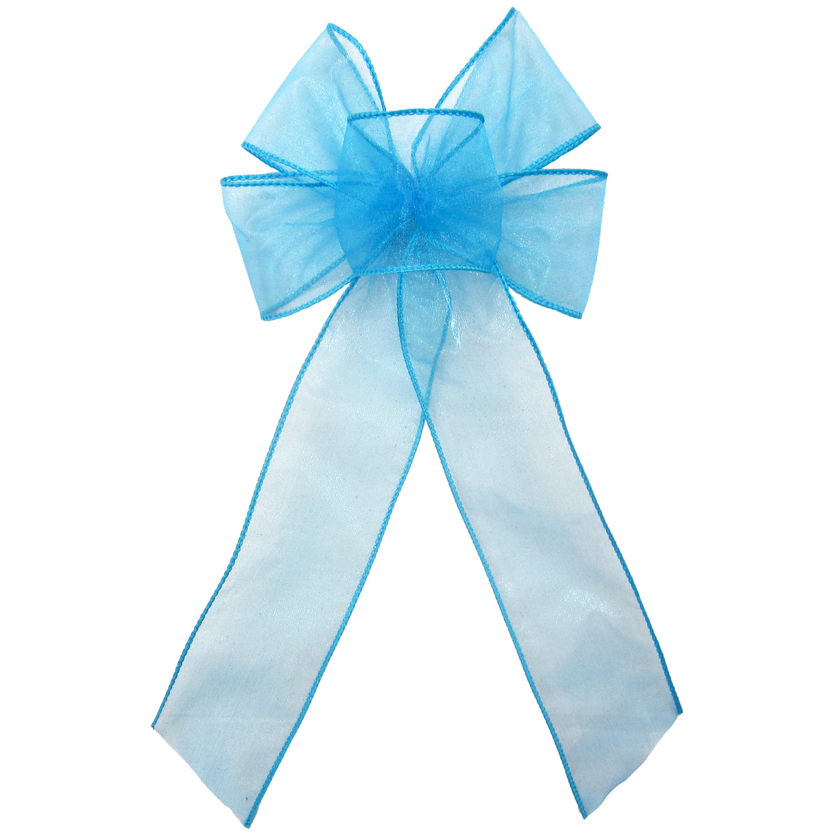 Spring Bows - Wired Light Blue Sheer Chiffon Wreath Bows 6 Inch