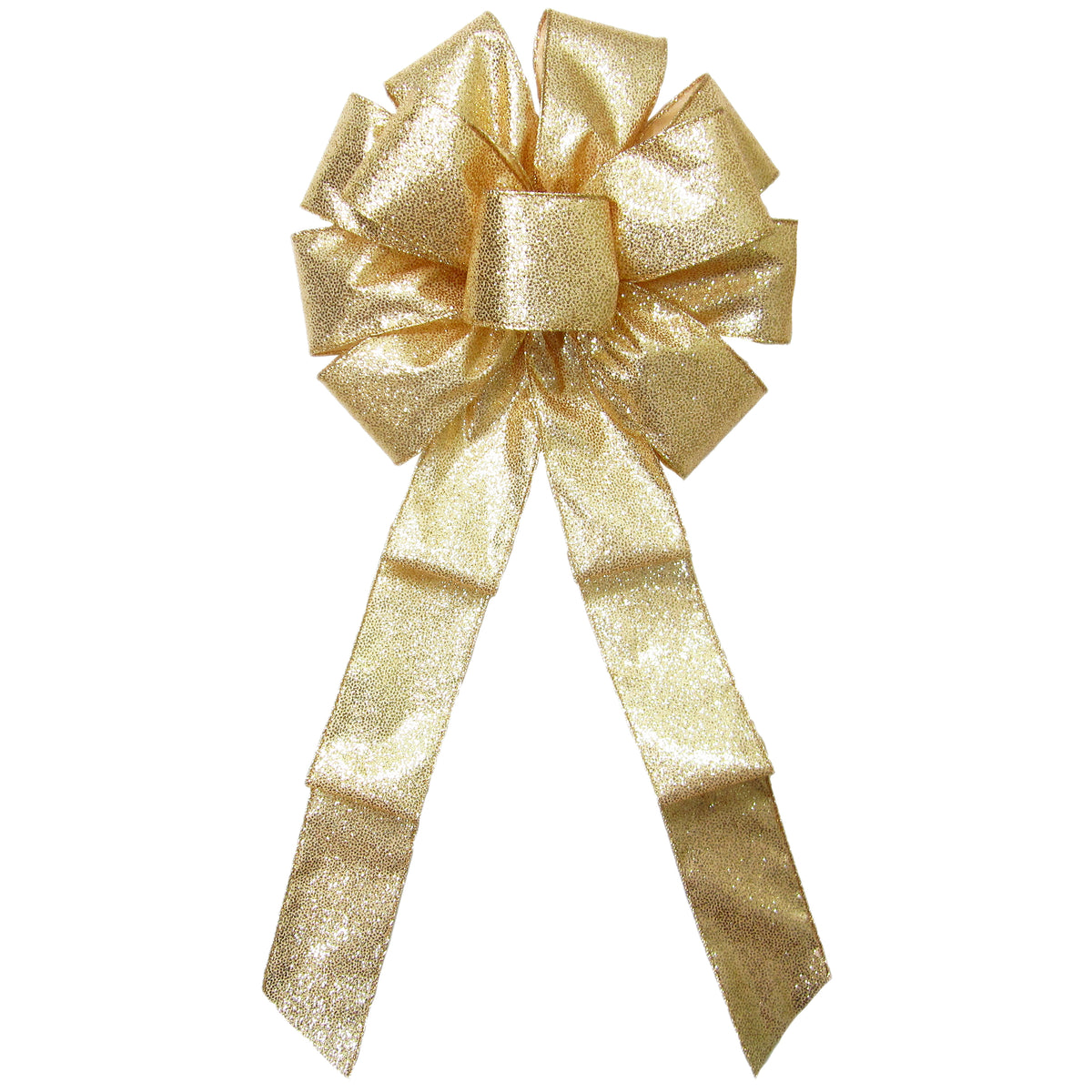 Christmas Bows - Wreath Bows - Wired Gold Glittering Sparkle Bow 10 Inch