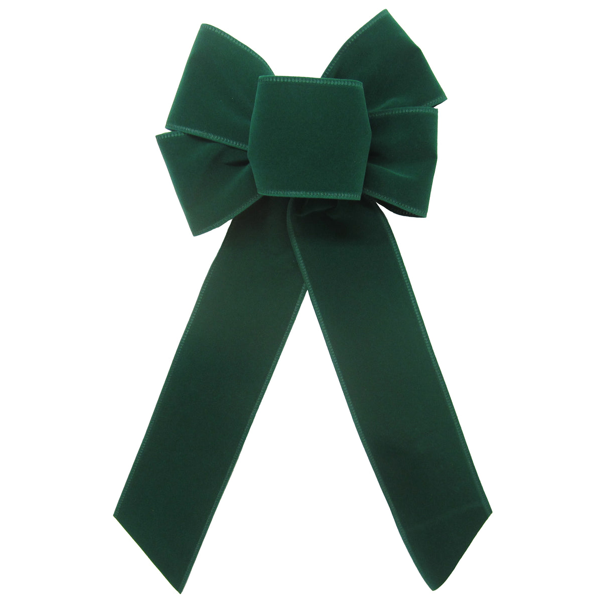 Hand tied Bows - Wired Indoor Outdoor Green Velvet Bow 6 Inch