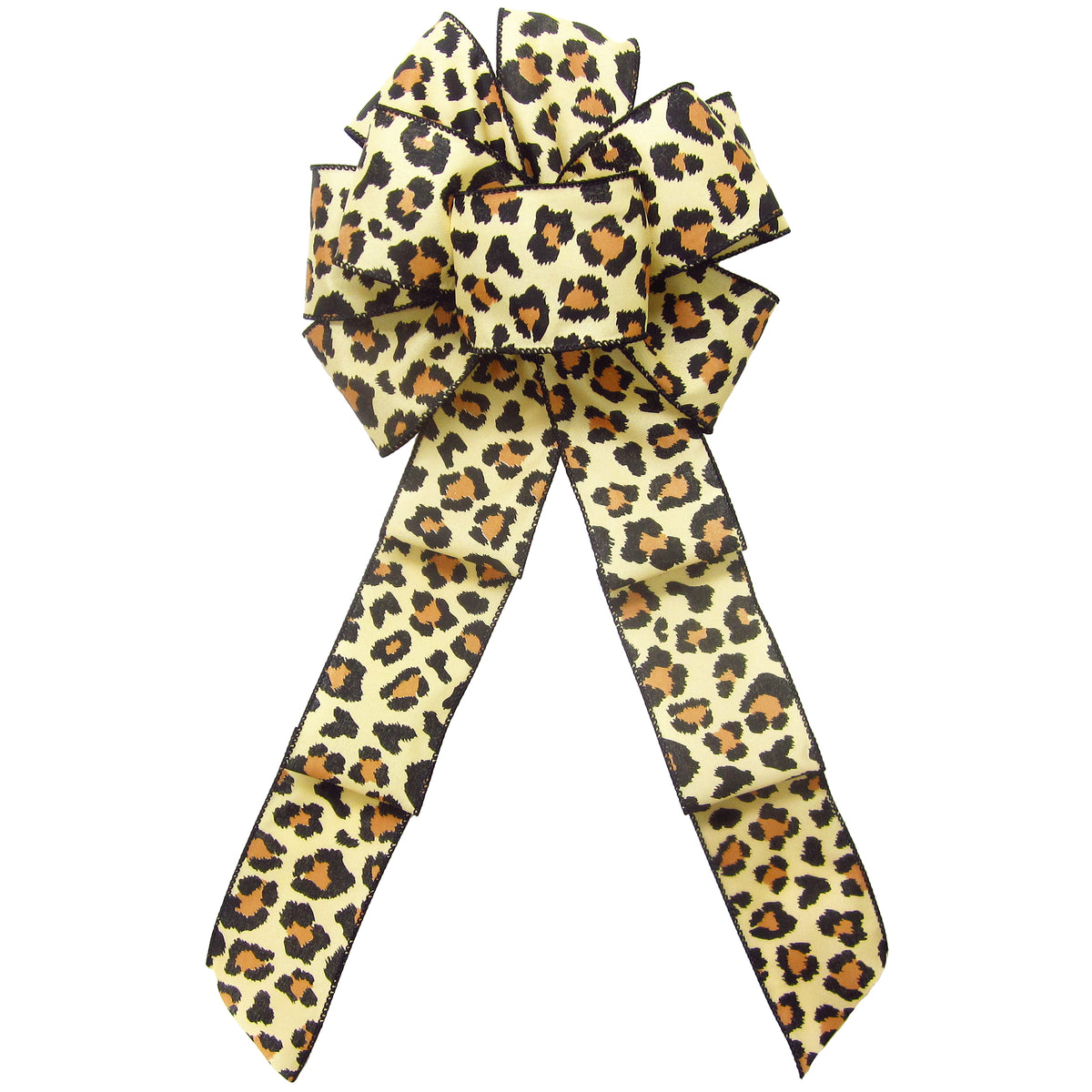 Leopard Wreath Bow - Cheetah Themed Bow - Animal Print Natural Bow 8"