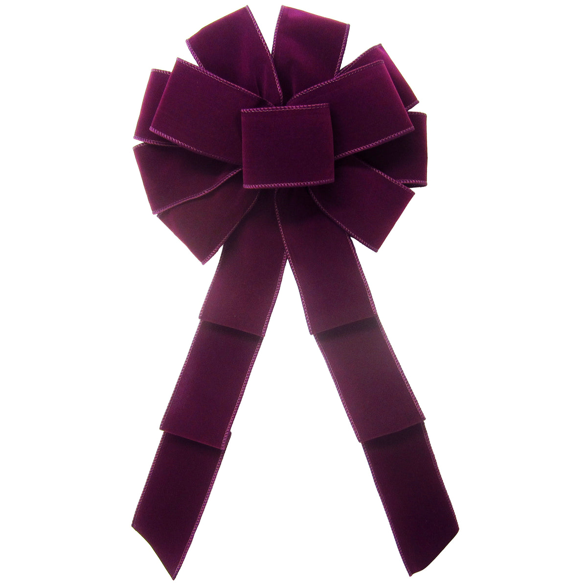 Hand tied Bows - Wired Indoor Outdoor Purple Velvet Bow 10 Inch