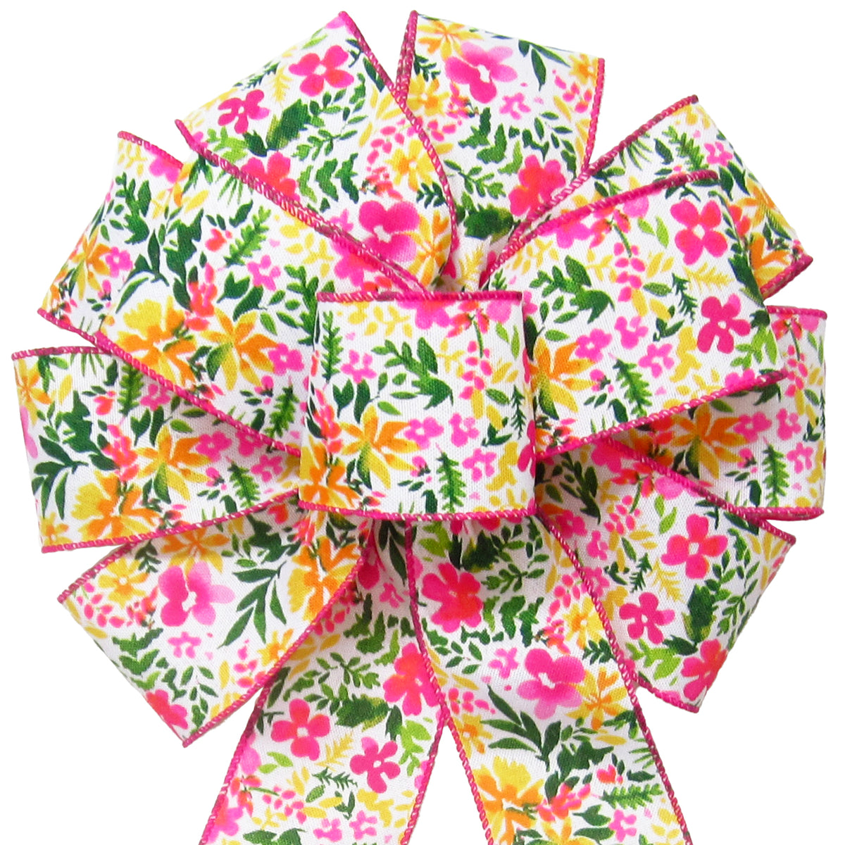 Spring Bows - Easter Bows - Wired Pink & Tangerine Watercolor Floral ...