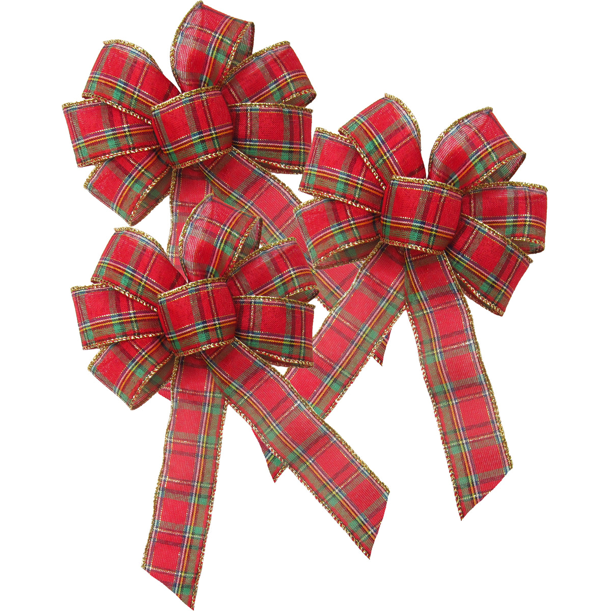 Small Plaid Christmas Bows - Small Wired Traditional Plaid Bow 5 Inch