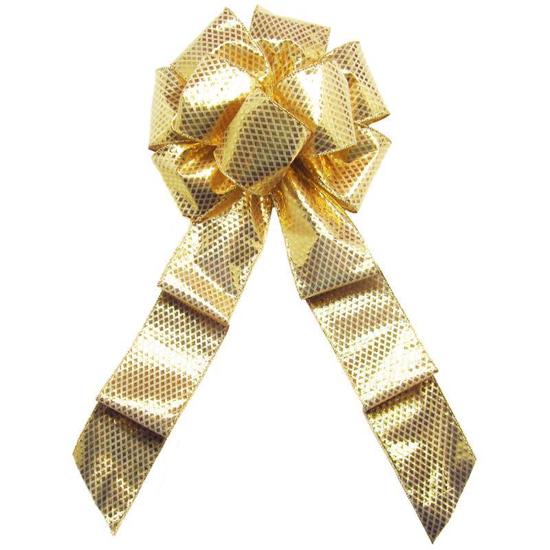 Christmas Bows - Wired Sparkling Gold Lame Bow 8 Inch