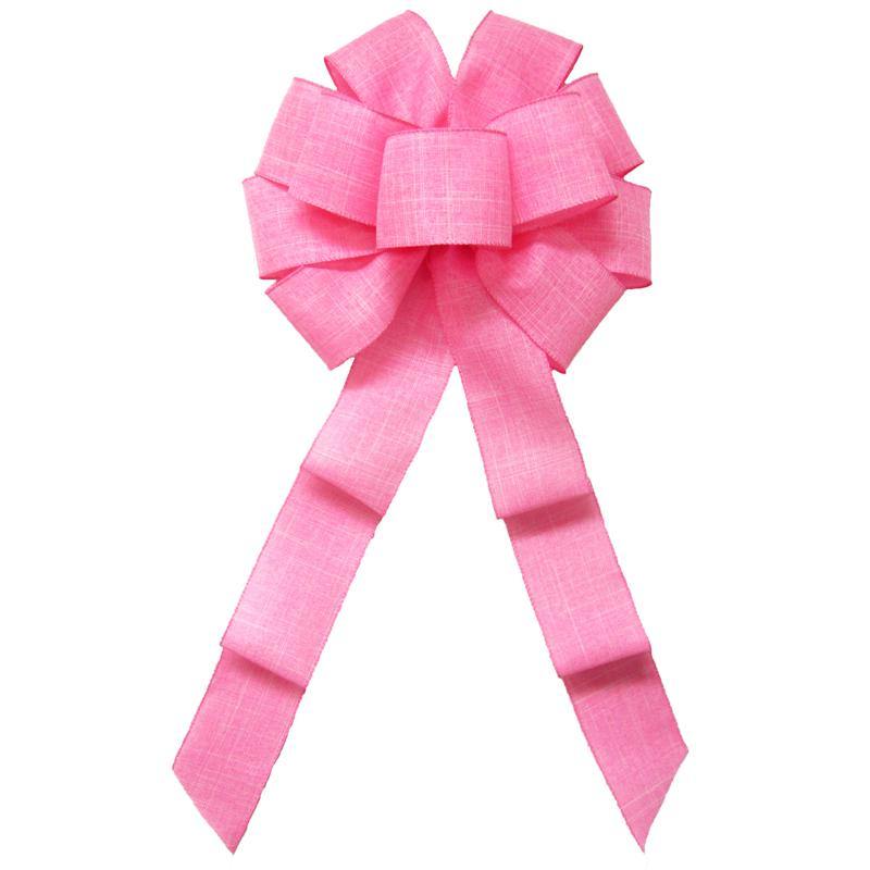 Natural Bows - Linen Bows - Wired Light Pink Linen Bow 10 Inch