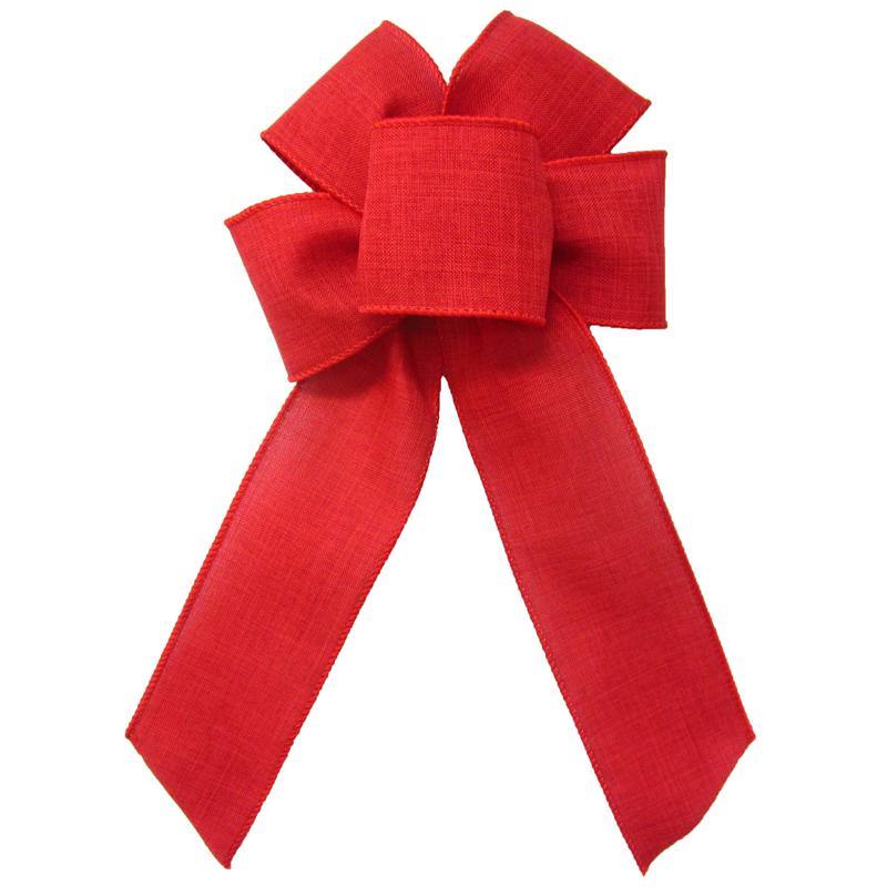 Natural Bows - Linen Bows - Wired Red Linen Bow 6 Inch